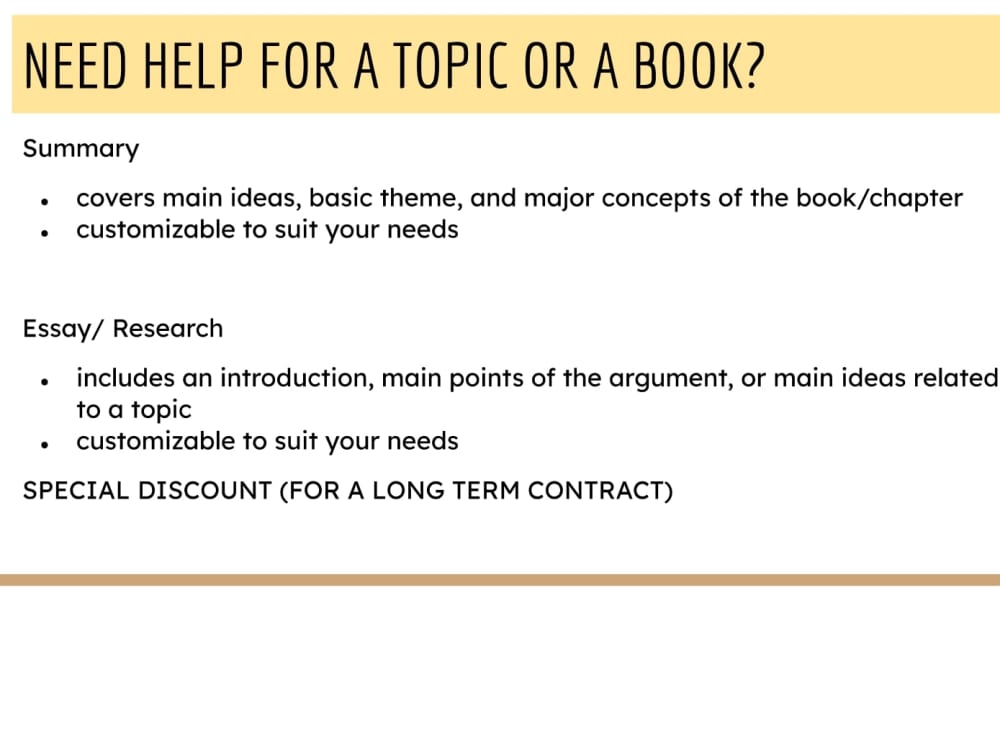 Book or topic summary| editing or proofreading services| research ...