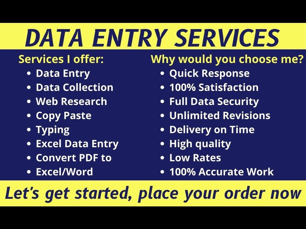 All types of data entry services, web research, and data collection ...