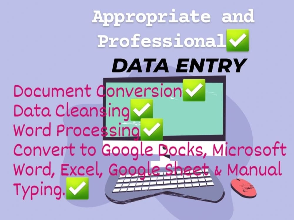 Appropriate and professional Data Entry. | Upwork