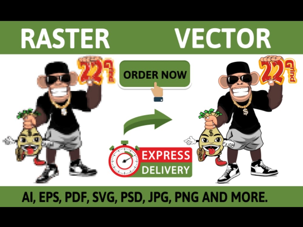 Recreate convert existing logo jpg png raster to vector illustrator ai eps | Upwork