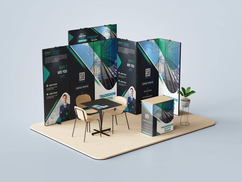 Stunning trade show booth, step and repeat banner backdrop for exhibition | Upwork