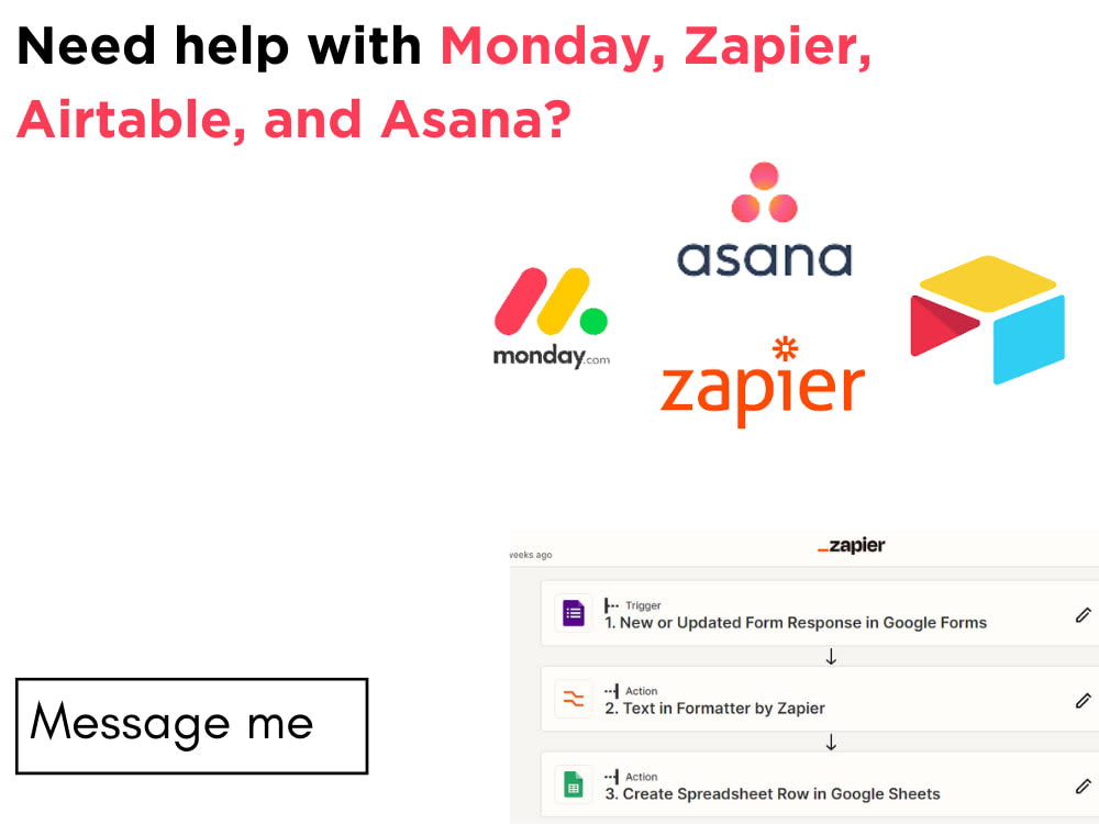 Help with monday, zapier, airtable, and asana for project management | Upwork