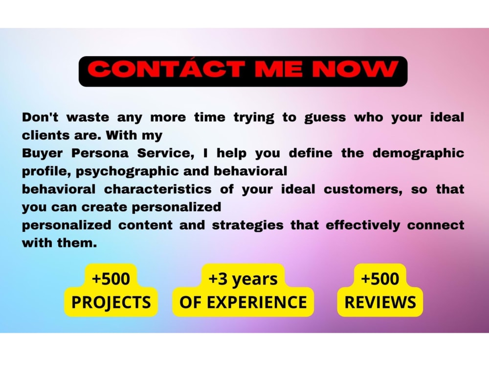 Create your ideal customer for your company or business. | Upwork