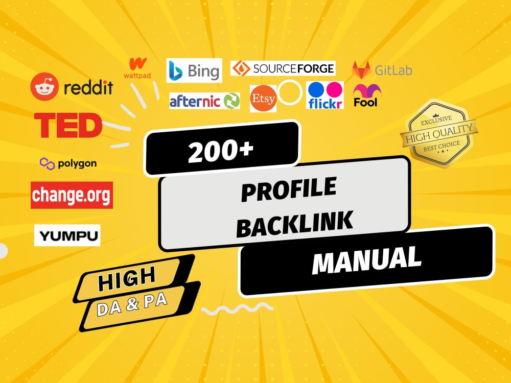 Manual High Domain Authority 200+ SEO friendly Profile Backlinks | Upwork