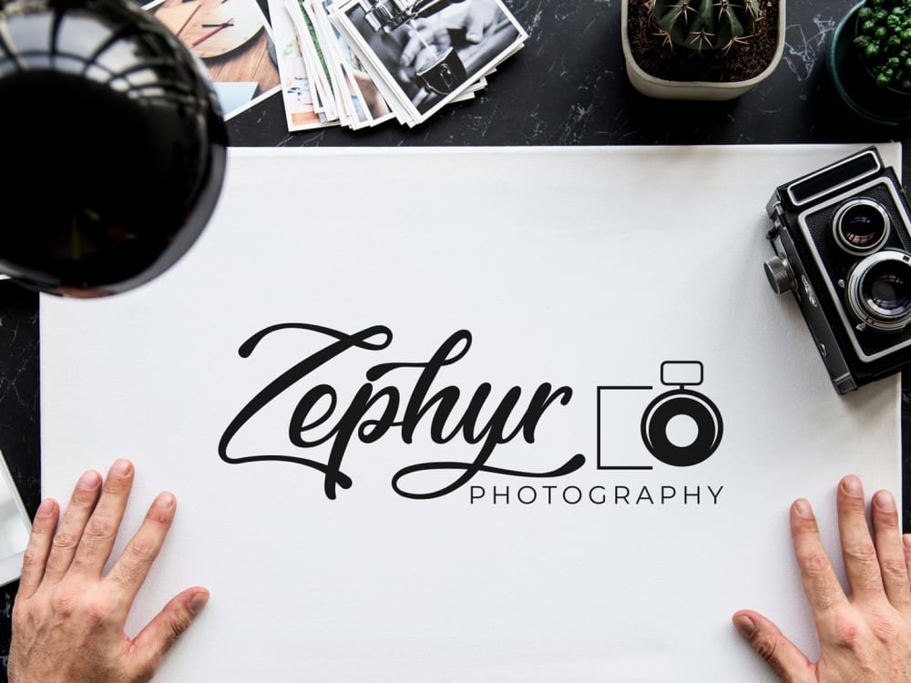 Handwritten signature photography logo with camera | Upwork