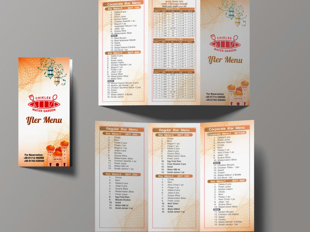 A Food Menu, Flyer, Bi-Fold, Trifold & Brochure Design | Upwork