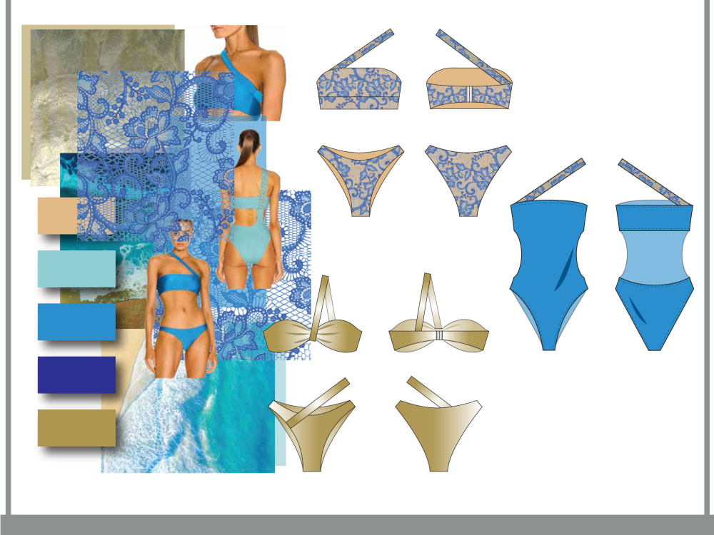 Swimwear cad sketches and tech packs | Upwork