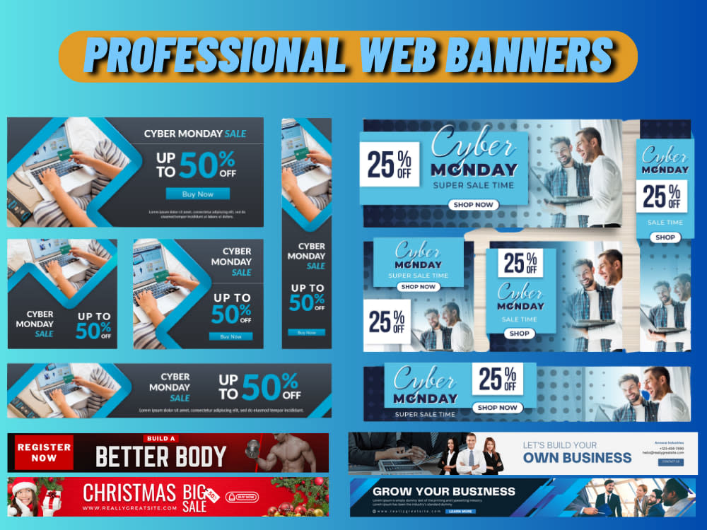 A professional website banner, header, google banner ads and cover | Upwork