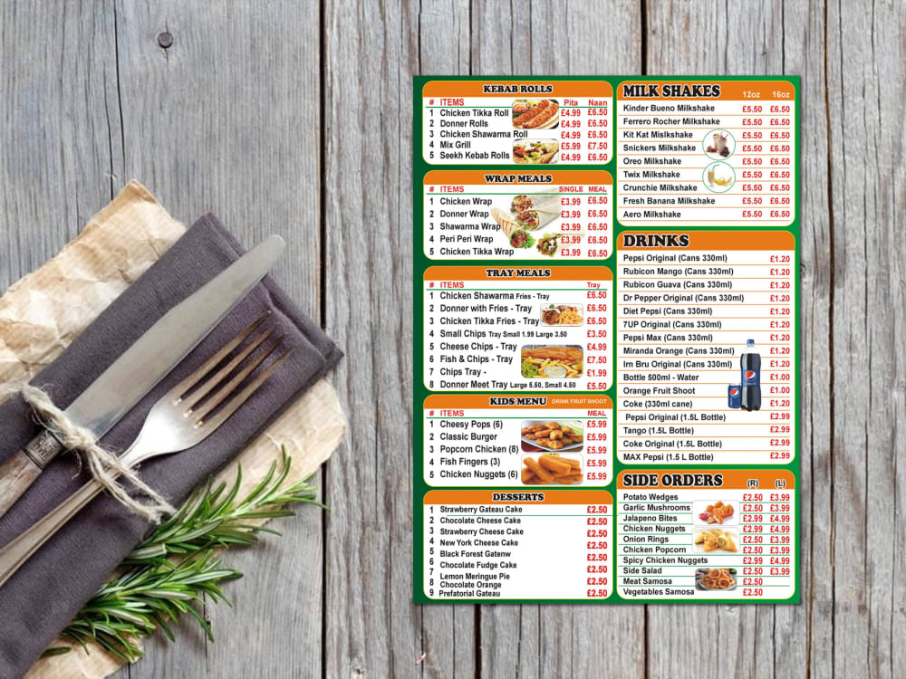 Refreshment Menu, Price List Designed Professionally | Upwork