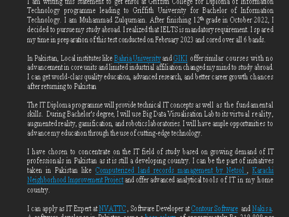 An exceptionally well-crafted personal statement. | Upwork