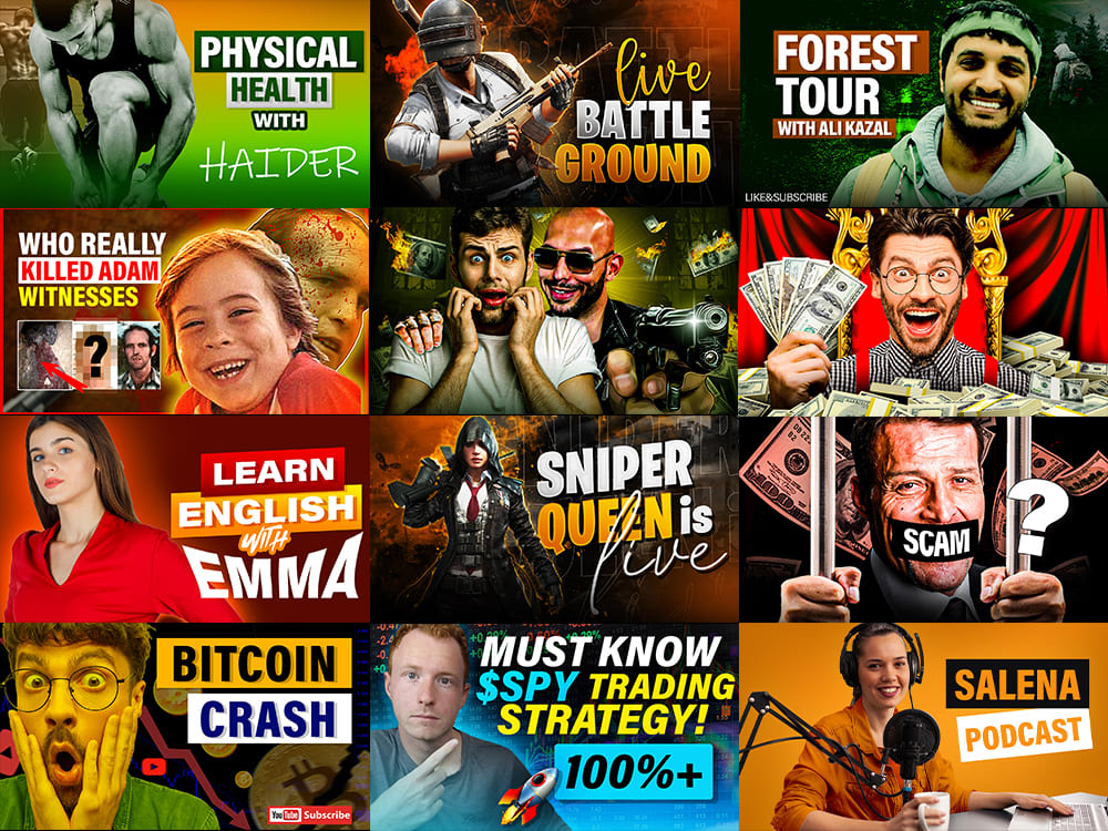 Engaging, clickable and eye catchy youtube thumbnail designs | Upwork