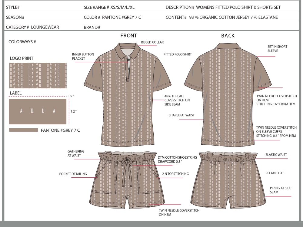 Activewear cad sketches & tech packs | Upwork