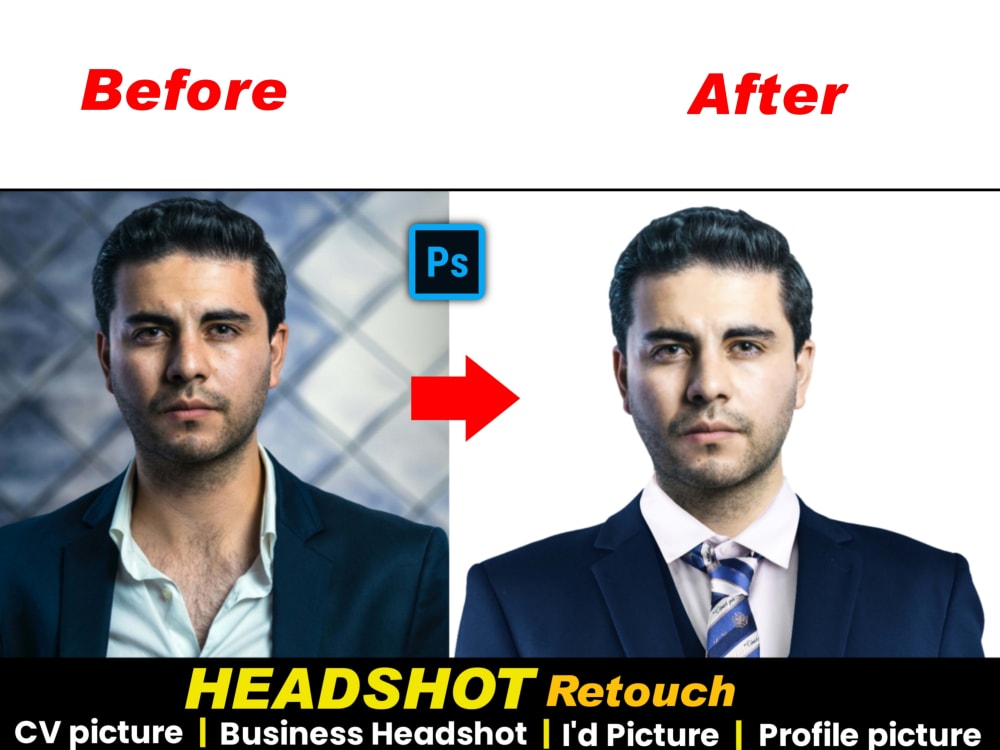 Photoshop retouching, editing portrait and headshot, suit to picture ...