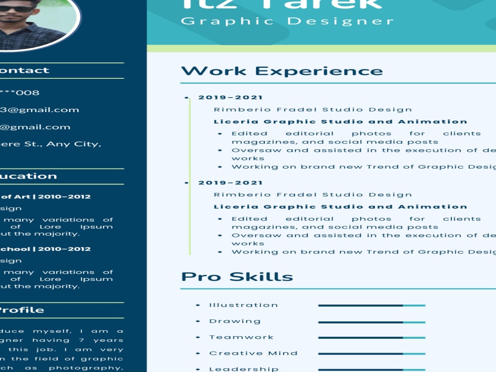 Wonderful resume design as you need | Upwork