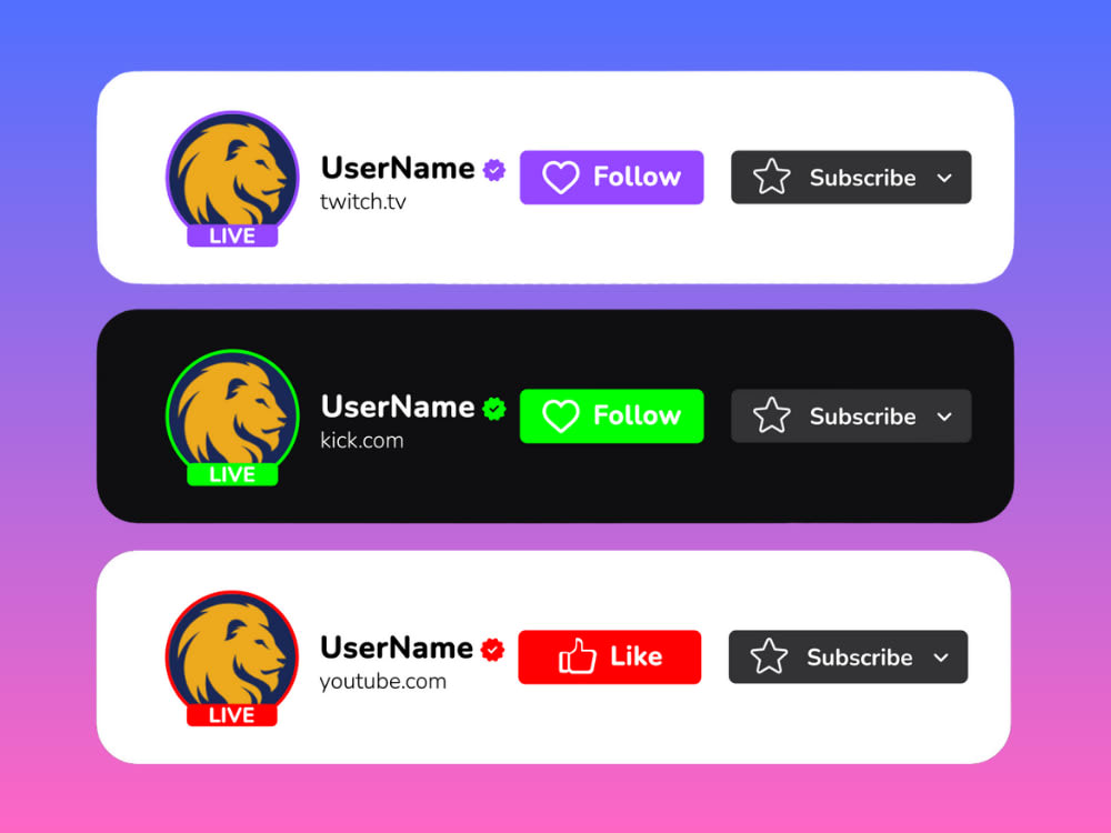 Animated Follow Subscribe Button for Facebook YouTube Twitch Kick ... Animated Follow Subscribe Button for Facebook YouTube Twitch Kick ...