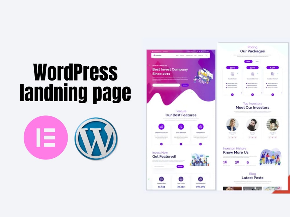 WordPress landing page using Elementor and Elementor website | Upwork