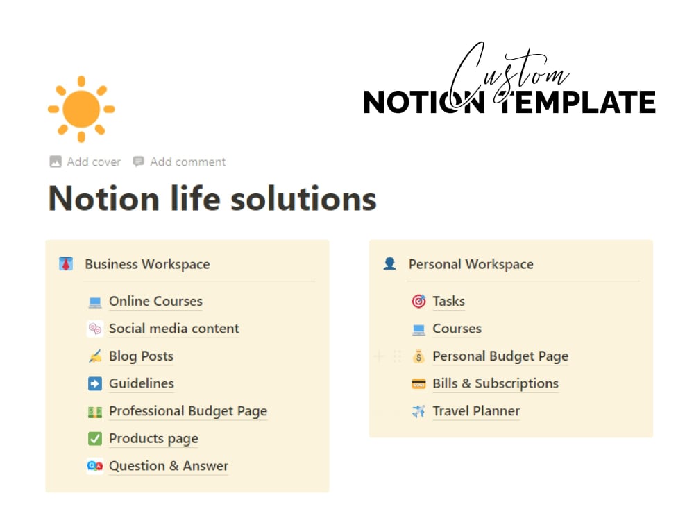 Custom notion template for personal & commercial use | Upwork