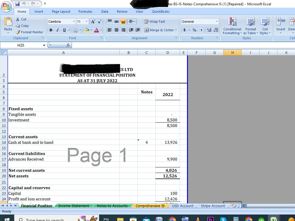 Bookkeeping and Financial Reporting in Microsoft Excel | Upwork