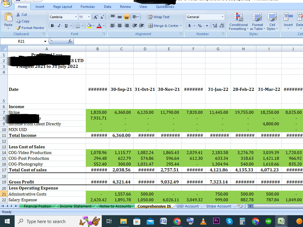 Bookkeeping and Financial Reporting in Microsoft Excel | Upwork