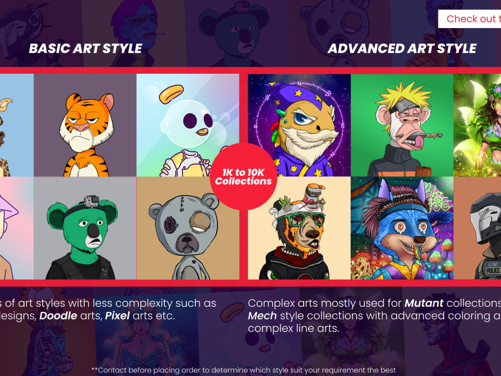 NFT art collection, nft character generate 1K, 5K, 10K | Upwork