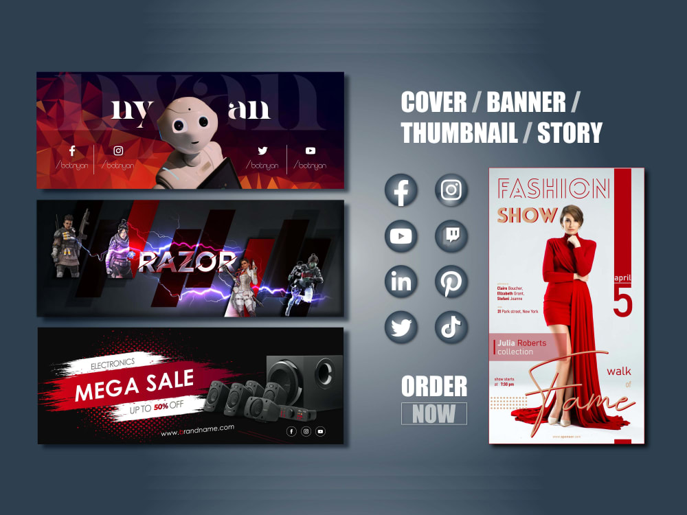 Attractive social media promotional graphics designed for your business ...