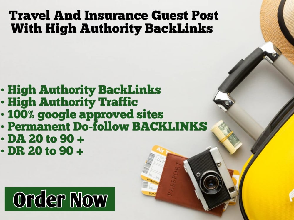 Travel and insurance guest post with high authority backlinks | Upwork