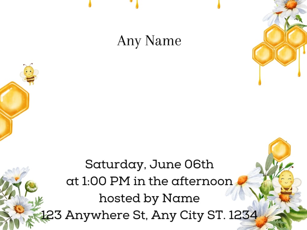 An adorable bee and daisy invitation card. | Upwork