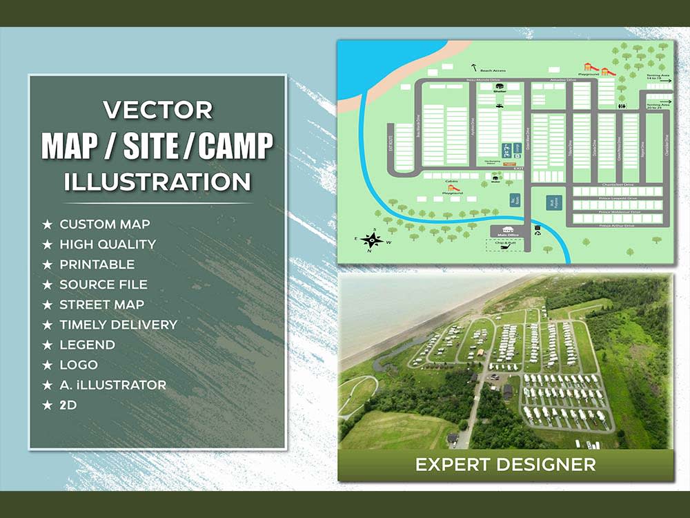 Custom vector 2d map, campground site, and city map | Upwork