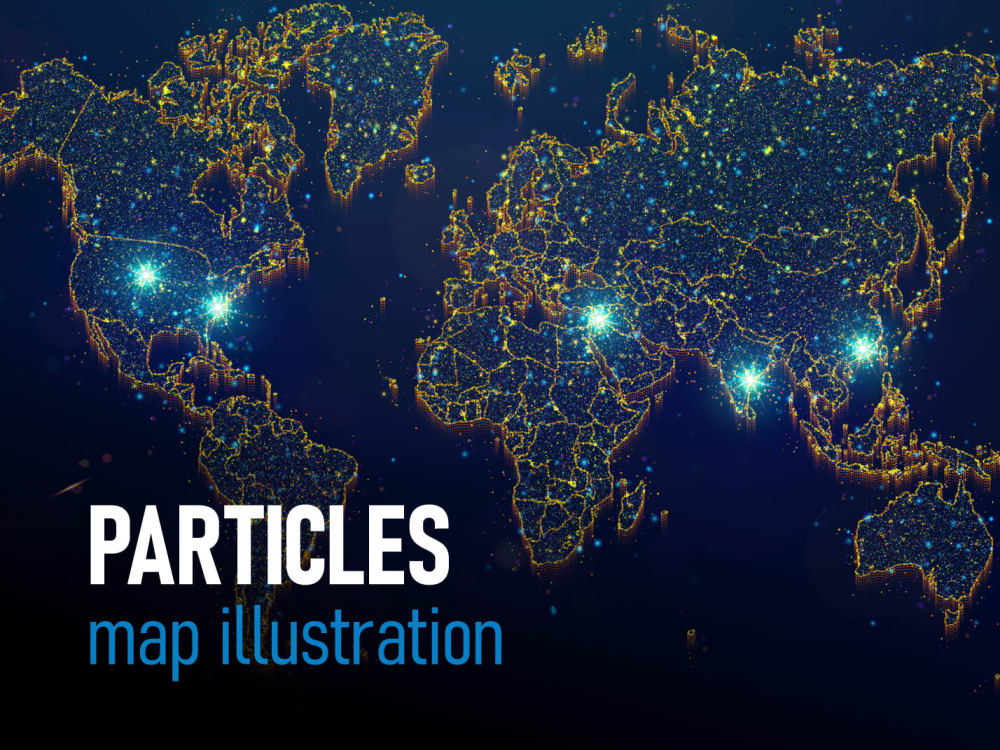 An abstract map illustration made of neon particles | Upwork