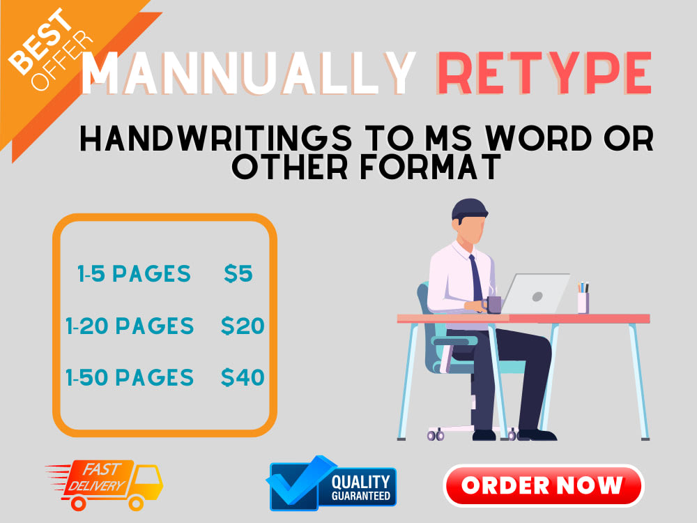 Manually retype your handwritings or documents to word or any other ...