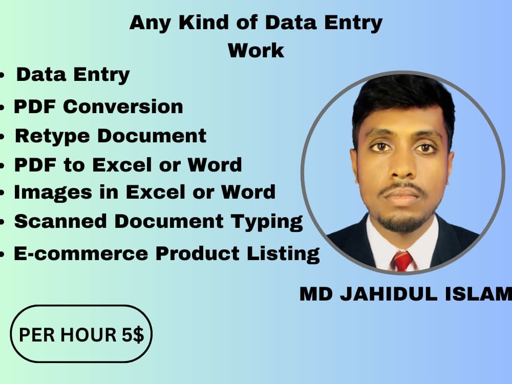 Data entry, PDF conversion, Re-typing Document. | Upwork