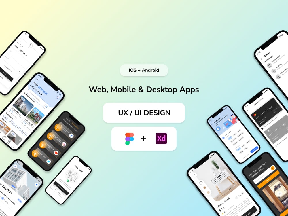 Web, Mobile App, Desktop App UI and UX in Figma and Adobe xd | Upwork