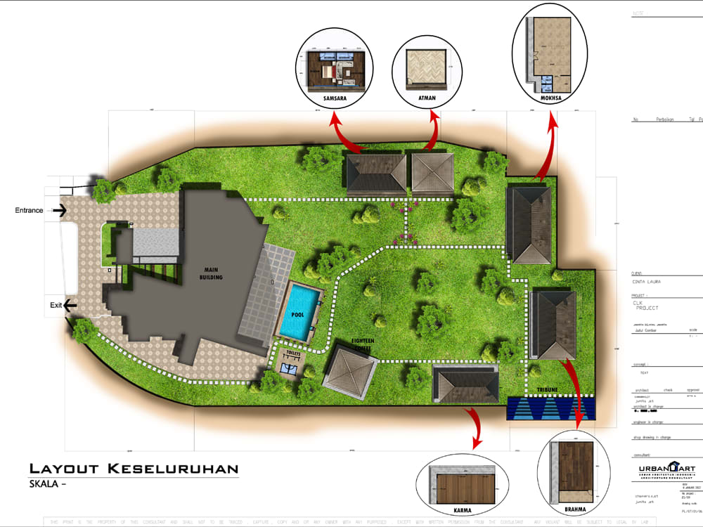 Architectural Site Plan, Photoshop Rendered Master plan and Landscaping ...