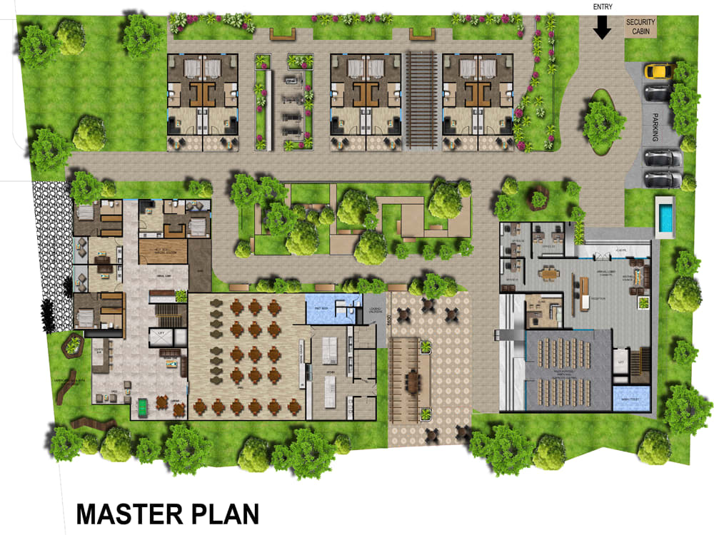 Architectural Site Plan, Photoshop Rendered Master plan and Landscaping ...