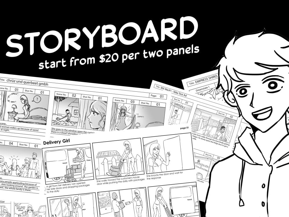 Amazing storyboard in cartoon and anime style | Upwork