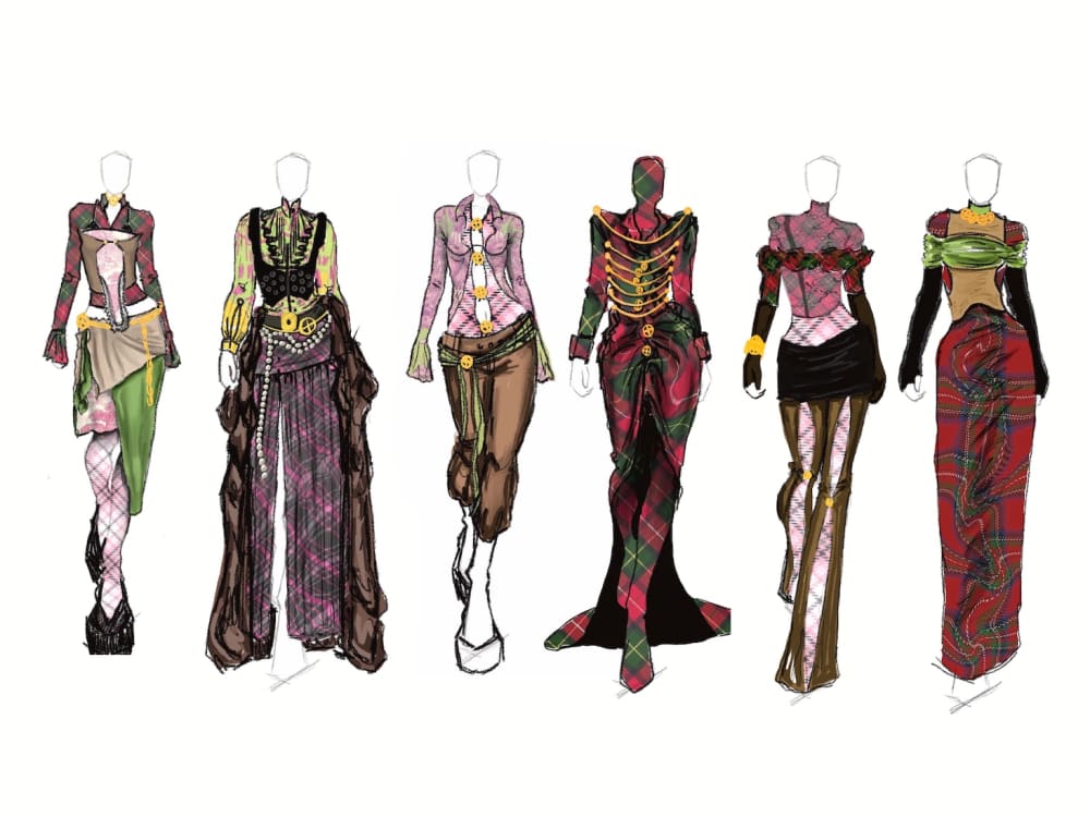 Fashion illustration with different line techniques | Upwork