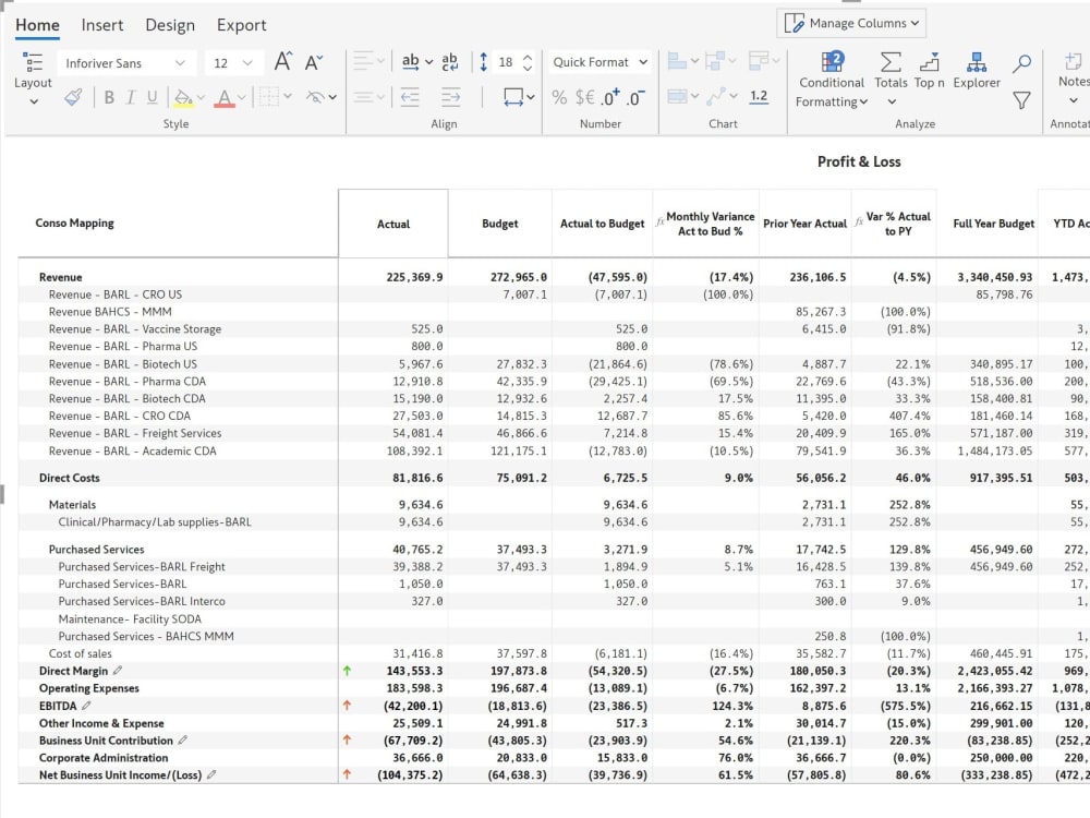 Professional-looking financial statements in PowerBI | Upwork
