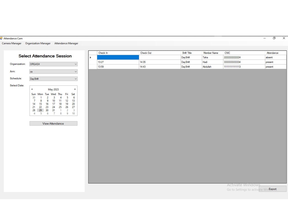 "Attendance System using Image Processing" made in C# for FYP | Upwork
