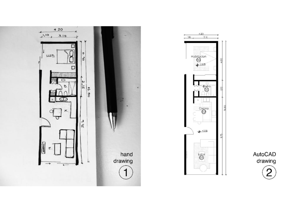 Fantastic architectural plans from a hand drawing! | Upwork