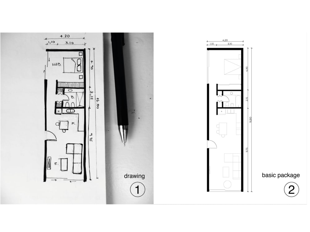 Amazing architectural plans from a hand drawing! | Upwork