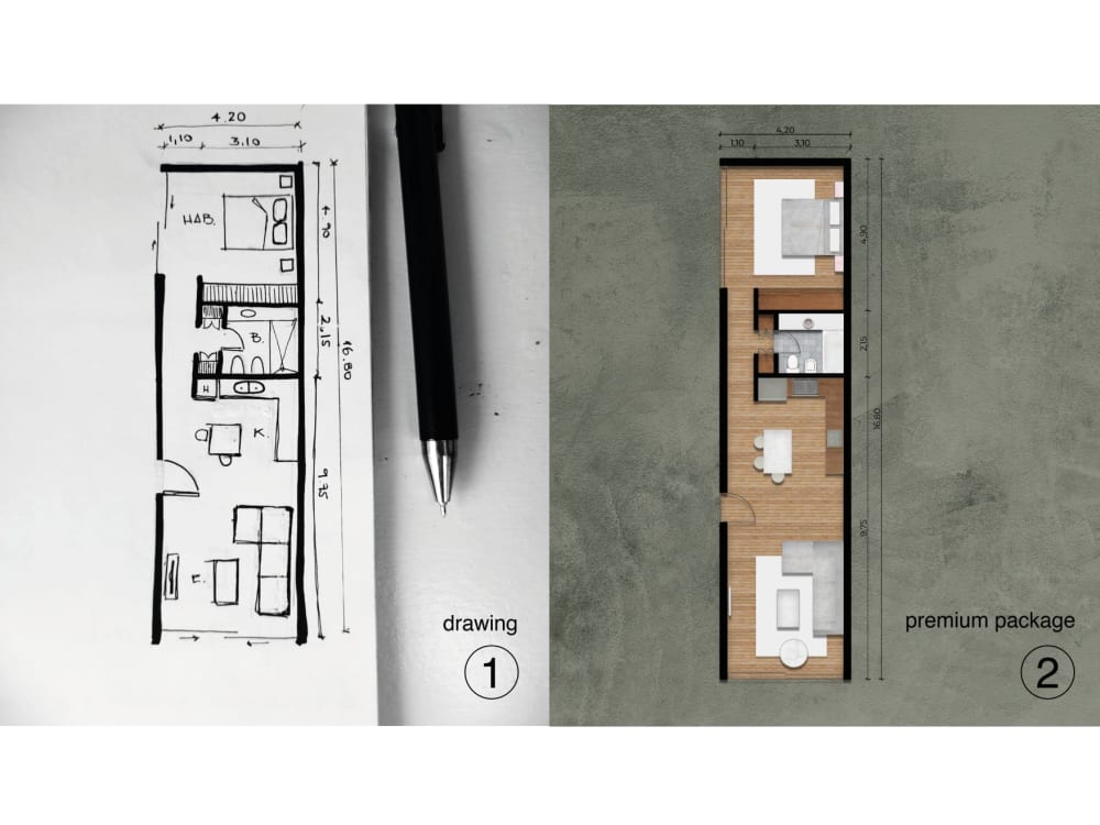 Amazing architectural plans from a hand drawing! | Upwork