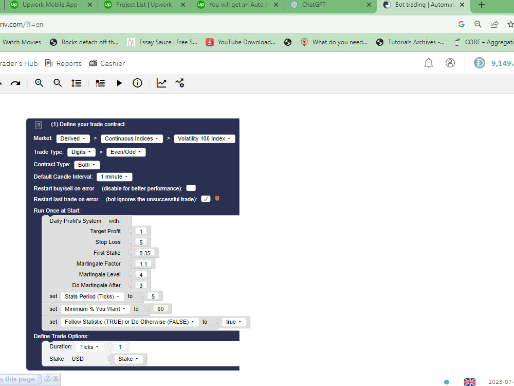 An Auto Trading Deriv Bot Based On Odd And Even Predictions Upwork