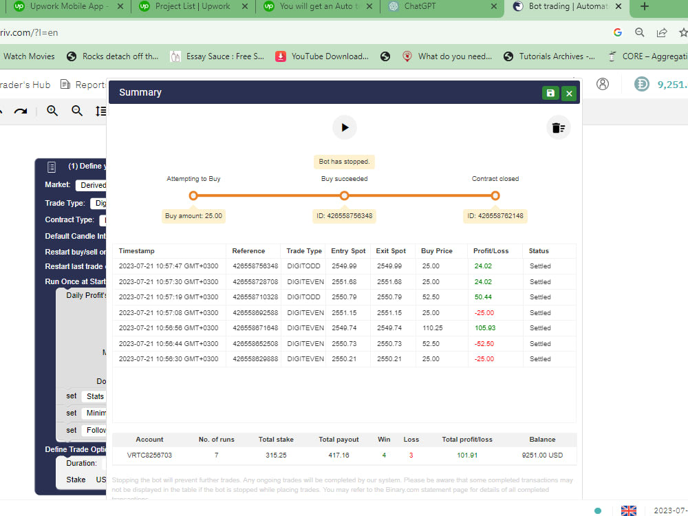 An Auto Trading Deriv Bot Based On Odd And Even Predictions Upwork