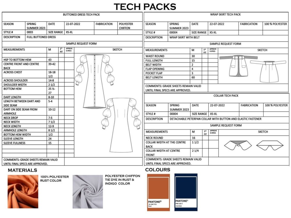 A full detailed Techpack of your garment with colorways and all ...