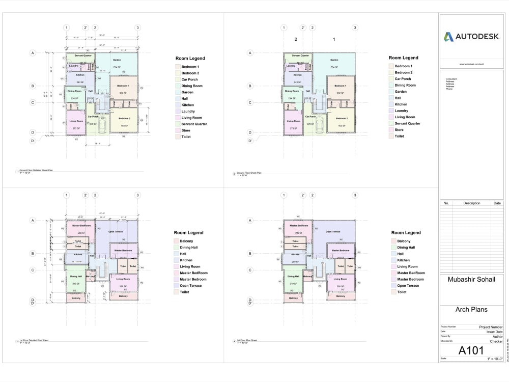 2D architectural floor plan with sections and elevations in AutoCAD/Revit | Upwork