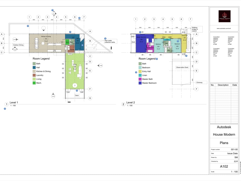 2D architectural floor plan with sections and elevations in AutoCAD ...