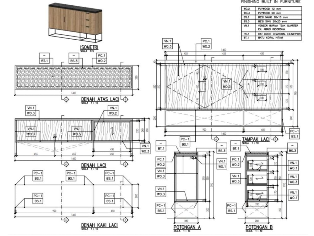 Detail Drawing of Furniture and Kitchen Sets from Your Design | Upwork