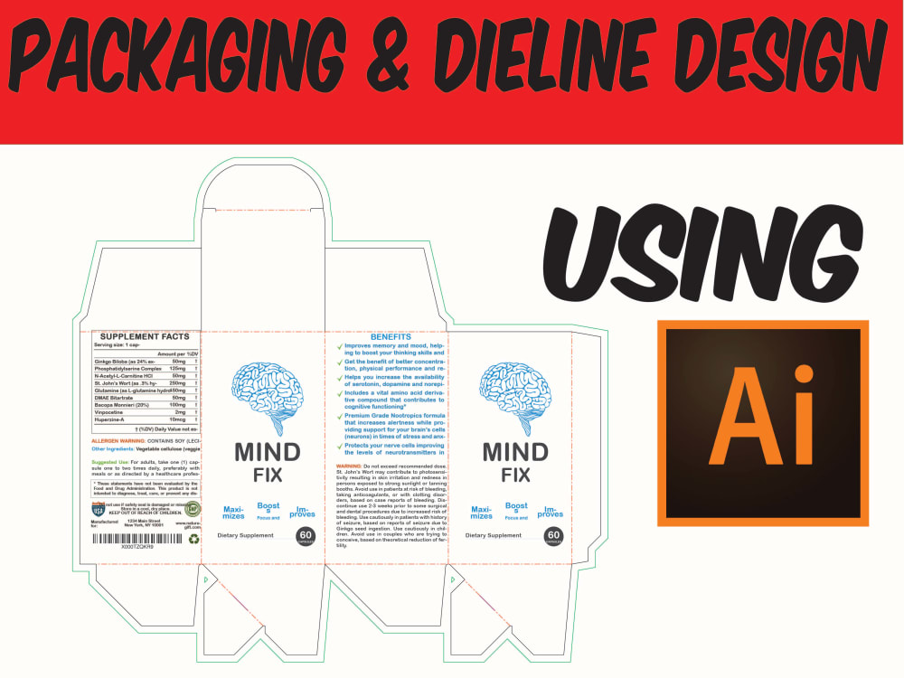Box packaging design or custom die line design | Upwork