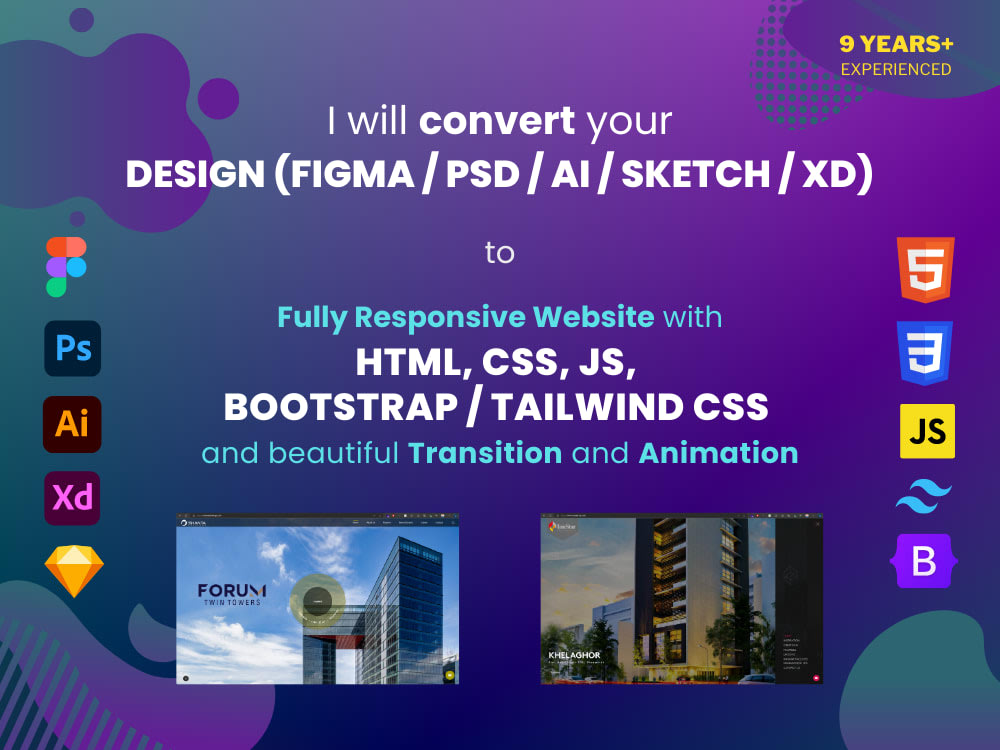 Responsive PSD/Figma to HTML website with beautiful animation | Upwork