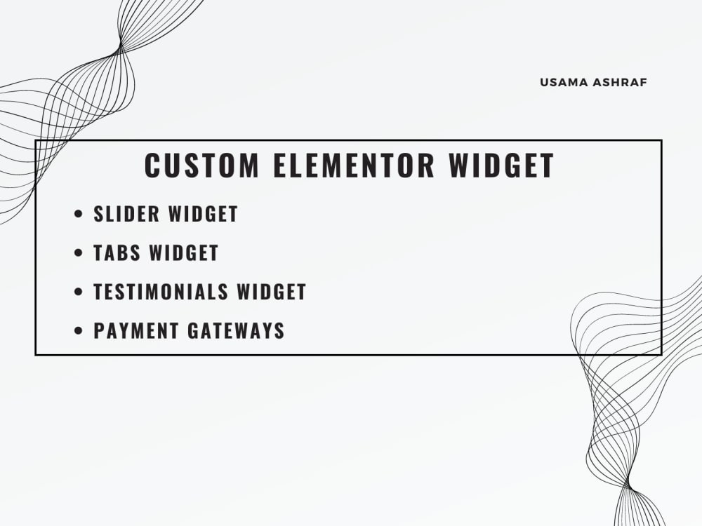 A custom Elementor widget of your own choice and functionality. | Upwork